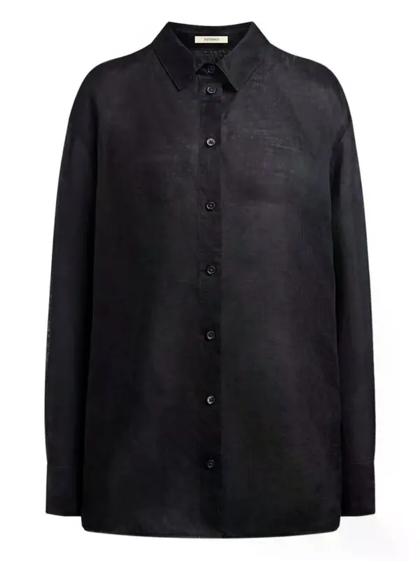 12 STOREEZ Button-up Ramie Shirt - Black