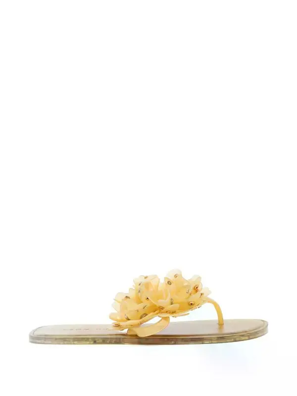 Farm Rio Floral-embellished Flip Flops - Yellow