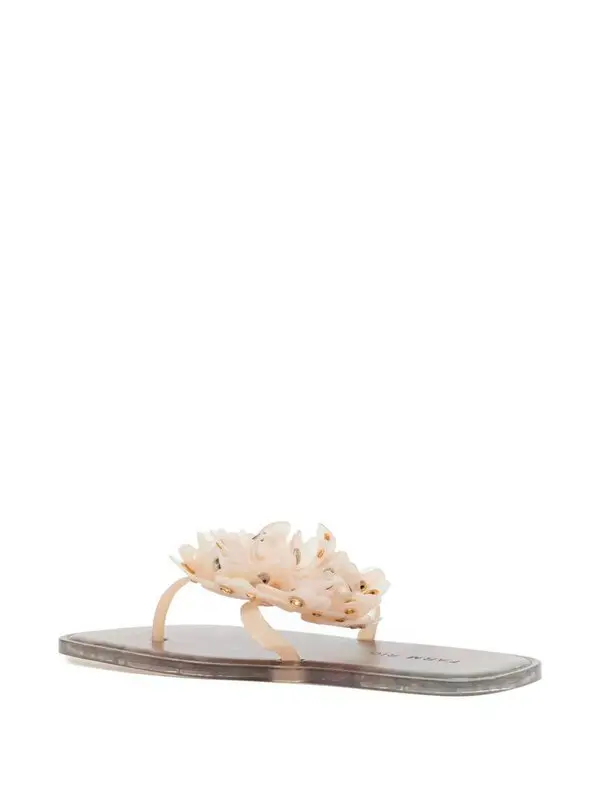 Farm Rio Floral-embellished Flip Flops - Neutrals