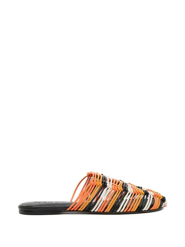 Farm Rio Leather Slides - Orange