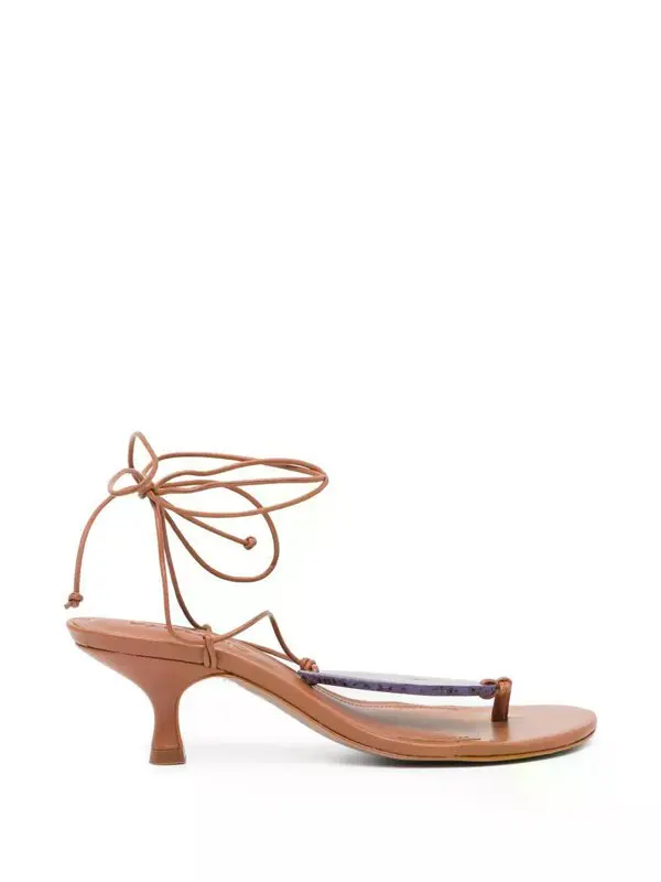 Farm Rio Lace Up Sandals - Brown