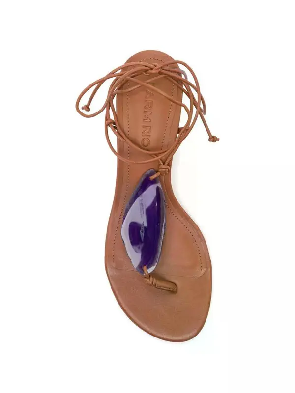 Farm Rio Sculpted Heel Lace Up Sandals - Brown