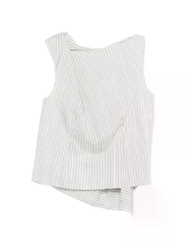 RÓHE Draped Striped Blouse - White