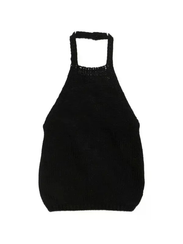 RÓHE Chunky Knit Halter Top - Black