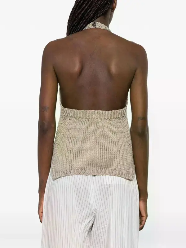 RÓHE Chunky-knit Halter Top - Neutrals