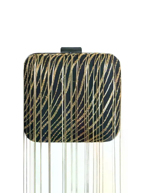 GEMY MAALOUF Fringed Clutch Bag - Black