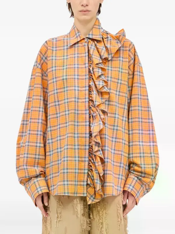 MSGM Ruffled Check Shirt
