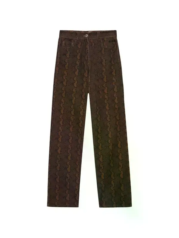 MSGM Printed Wide Leg Jeans - Brown
