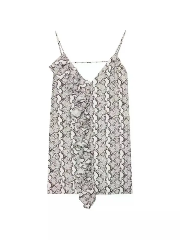 MSGM Ruffled Snakeskin Print Mini Dress - Grey