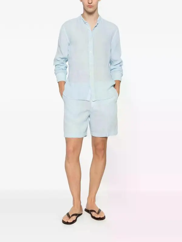120% Lino Linen Band-collar Shirt