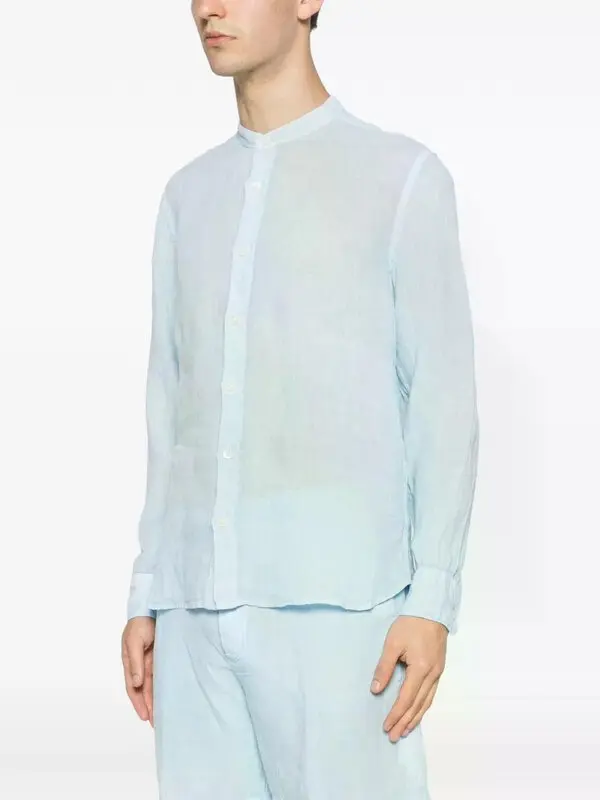 120% Lino Linen Band-collar Shirt