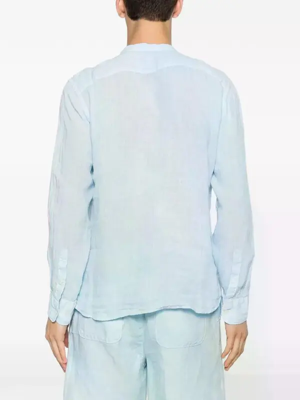 120% Lino Linen Band-collar Shirt