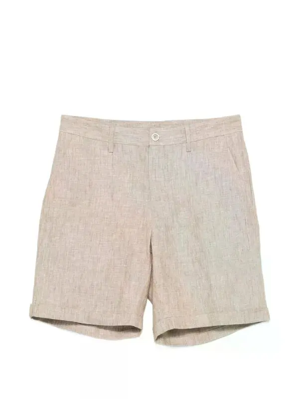 120% Lino Slub-texture Tailored Shorts - Neutrals