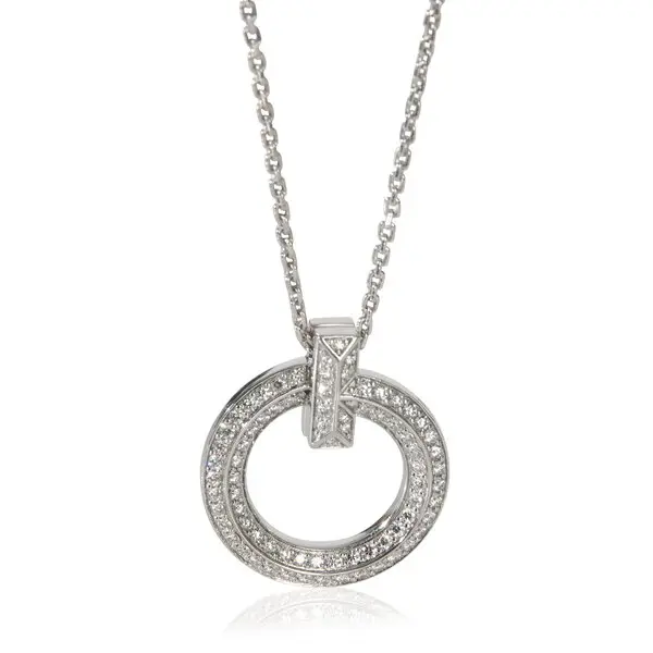 Tiffany & Co. White Gold Diamond T T1 Circle Pendant - White_gold