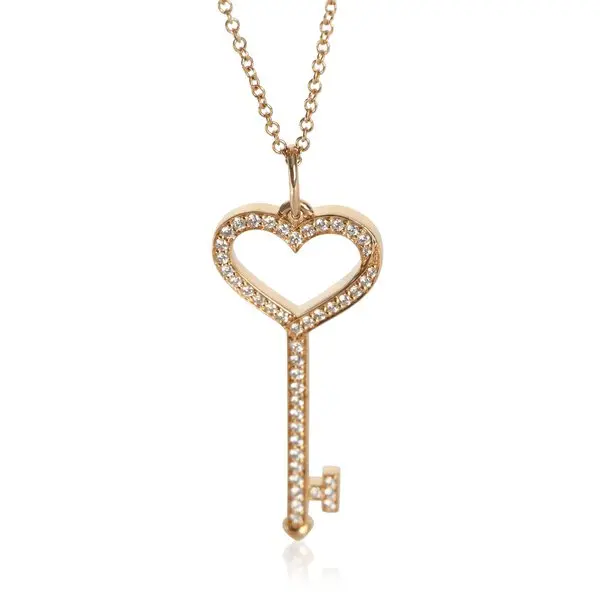 Tiffany & Co. Rose Gold Diamond Heart Key Pendant - Rose_gold