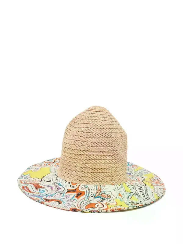 Etro Raffia Paisley Patterned Hat