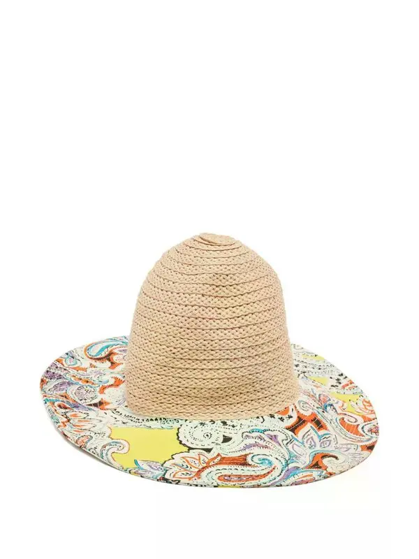 Etro Raffia Paisley Patterned Hat