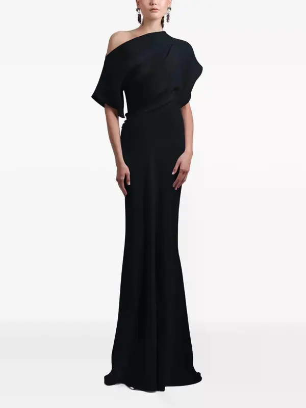 GEMY MAALOUF Asymmetrical Draped Maxi Dress - Black