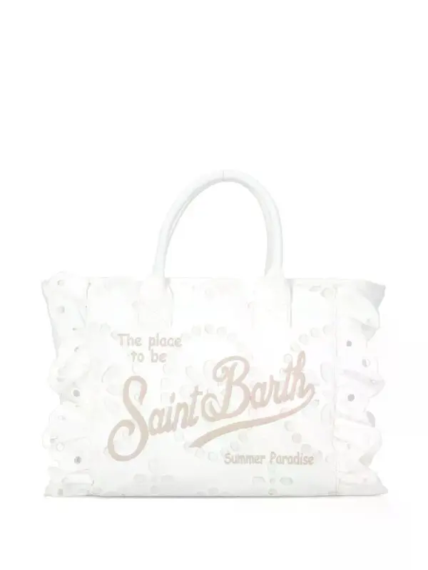 MC2 SAINT BARTH Logo-embroidered Ruffled Tote Bag - White
