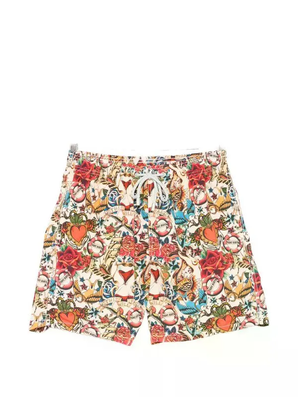 MC2 SAINT BARTH Tattoo-print Swim Shorts - Neutrals