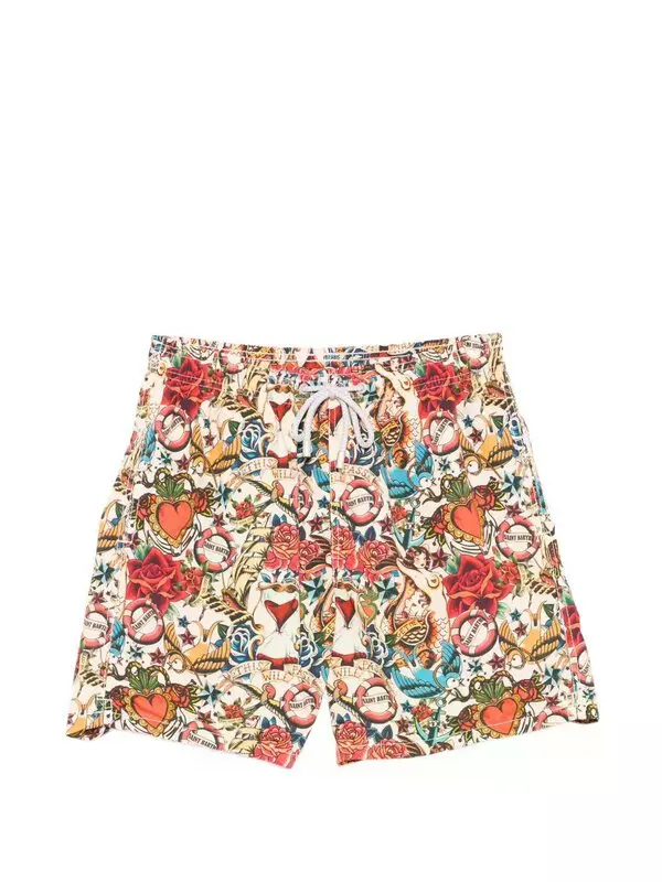 MC2 SAINT BARTH Tattoo-print Swim Shorts - Neutrals