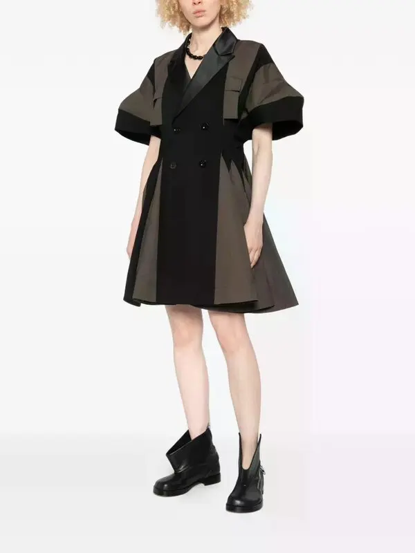 Sacai Paneled Double-breasted Mini Dress