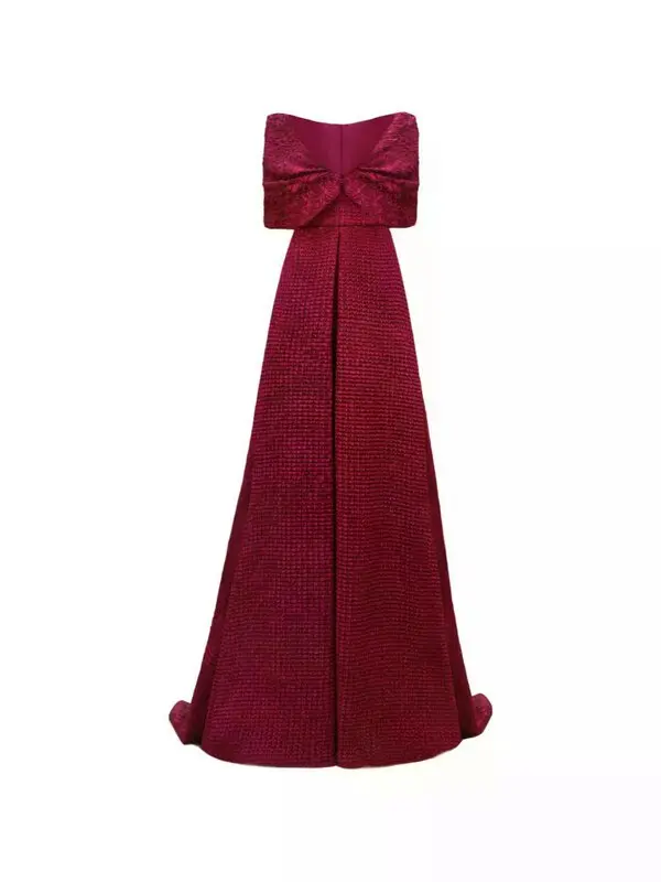 GEMY MAALOUF Plunging V-neck Maxi Dress - Red