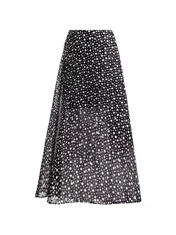 GEMY MAALOUF Polka Dot Midi Skirt - Black