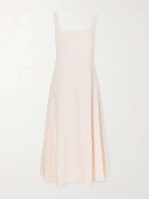Theory Linen-blend Midi Dress - Baby Pink