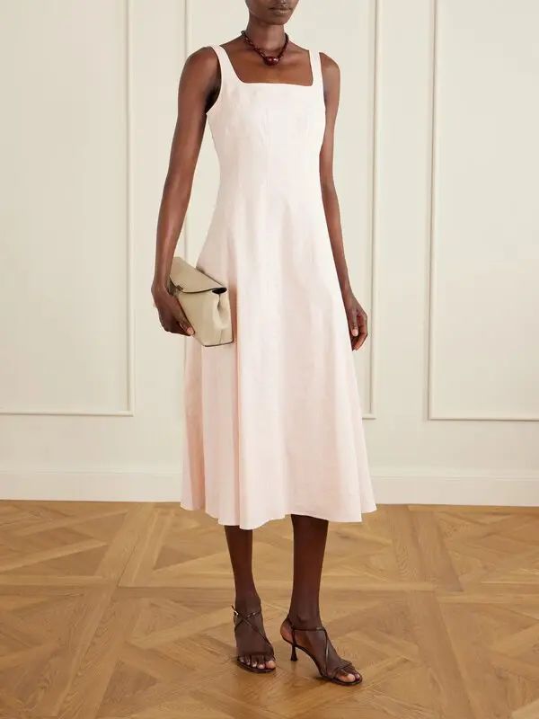 Theory Linen-blend Midi Dress - Pink