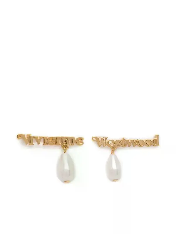 VIVIENNE WESTWOOD Amelia Logo-lettering Drop Earrings - Gold
