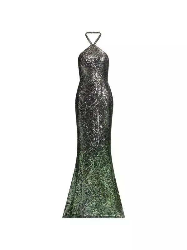 Elie Saab Sequin-embellished Halter-neck Maxi Dress - Black