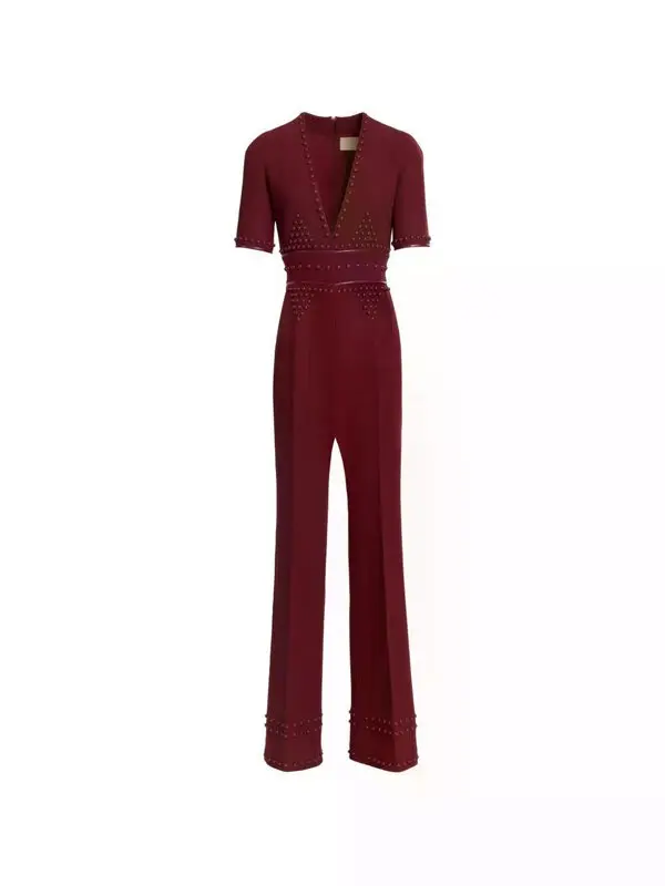 Elie Saab Stud-embellished Jumpsuit - Red