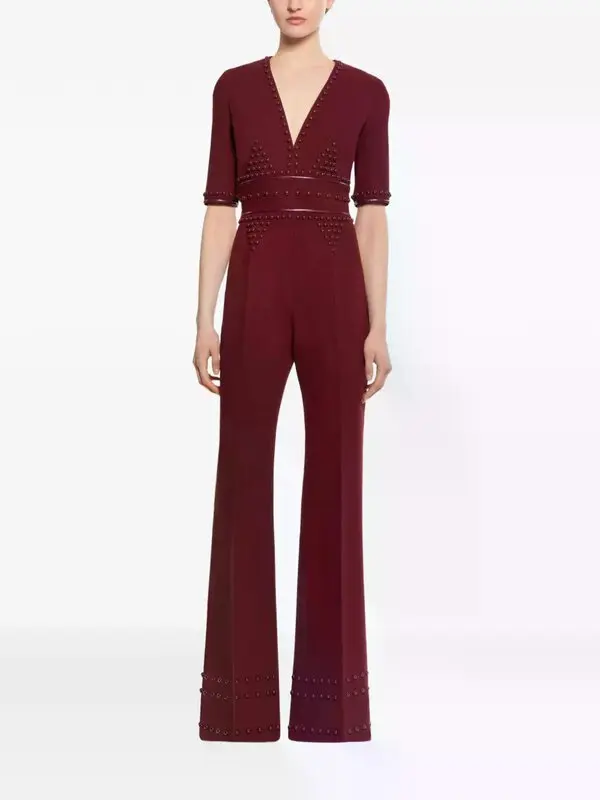 Elie Saab Stud-embellished Jumpsuit - Red