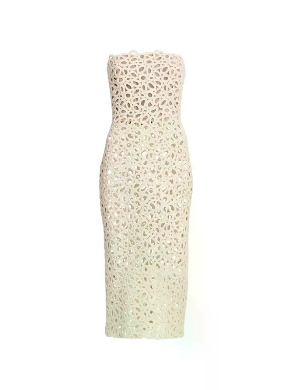 Elie Saab Strapless Midi Dress - Neutrals