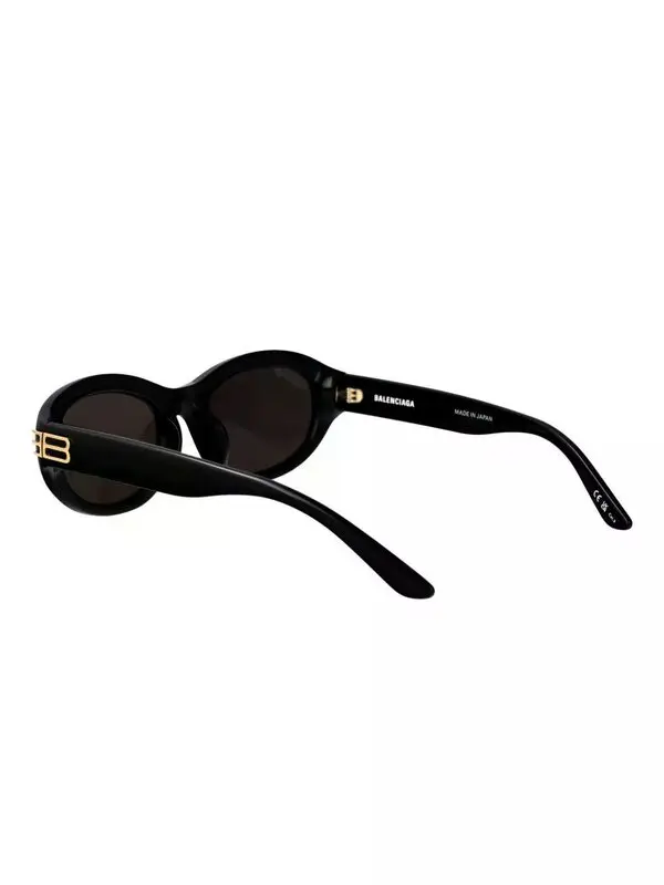 Balenciaga Logo Oval-frame Sunglasses - Black
