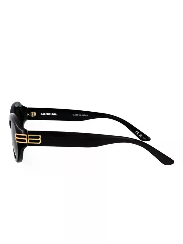 Balenciaga Logo Oval-frame Sunglasses - Black