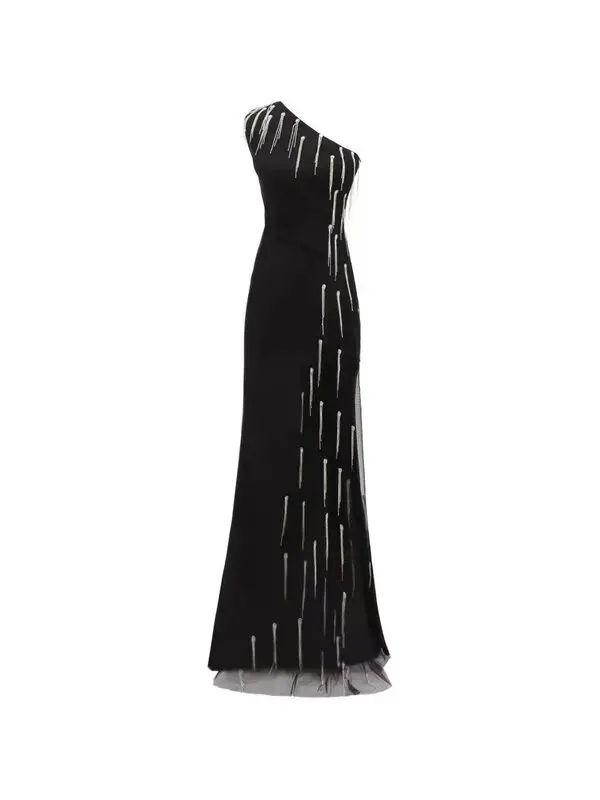 GEMY MAALOUF One-shoulder Embellishmed Maxi Dress - Black