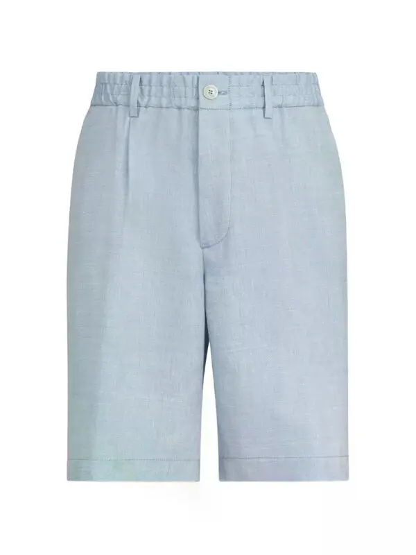 Brunello Cucinelli Linen And Virgin Wool Chevron Bermuda Shorts - Blue