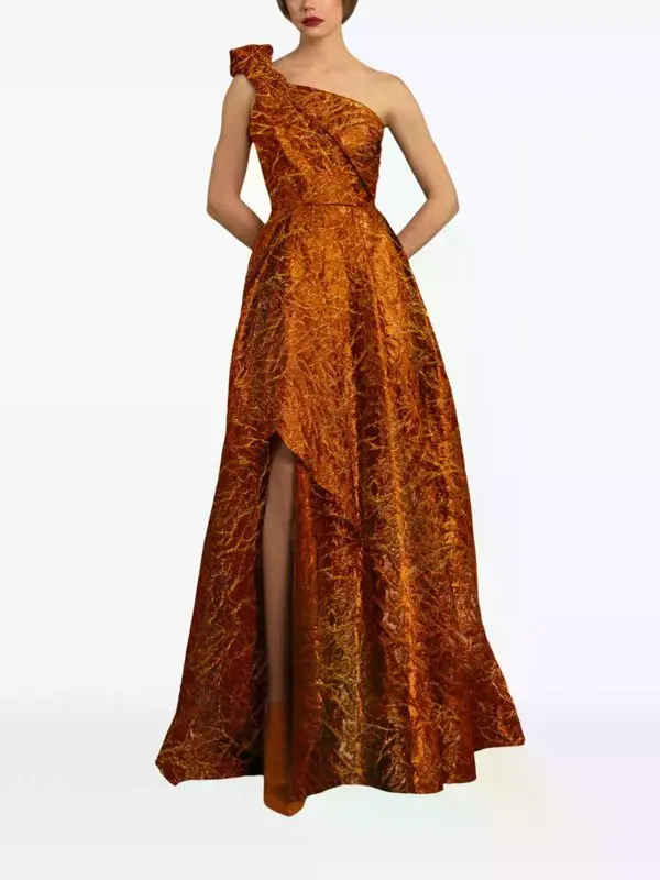 GEMY MAALOUF One-shoulder Draped Maxi Dress - Orange