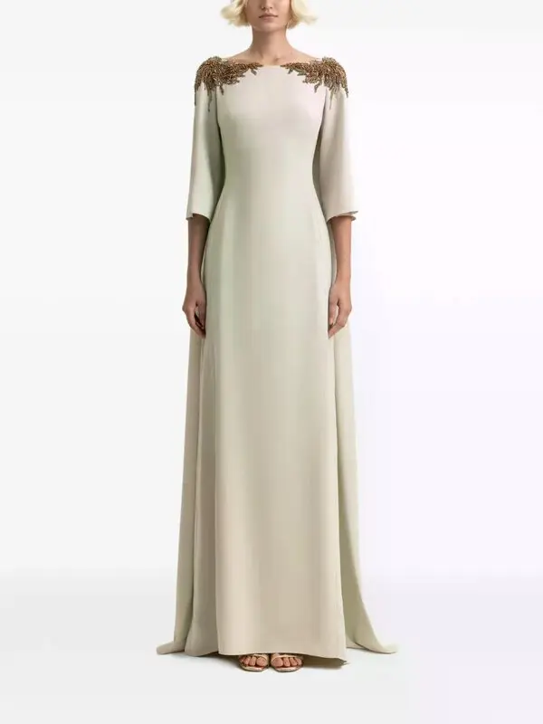 GEMY MAALOUF Embellished Maxi Dress - Neutrals