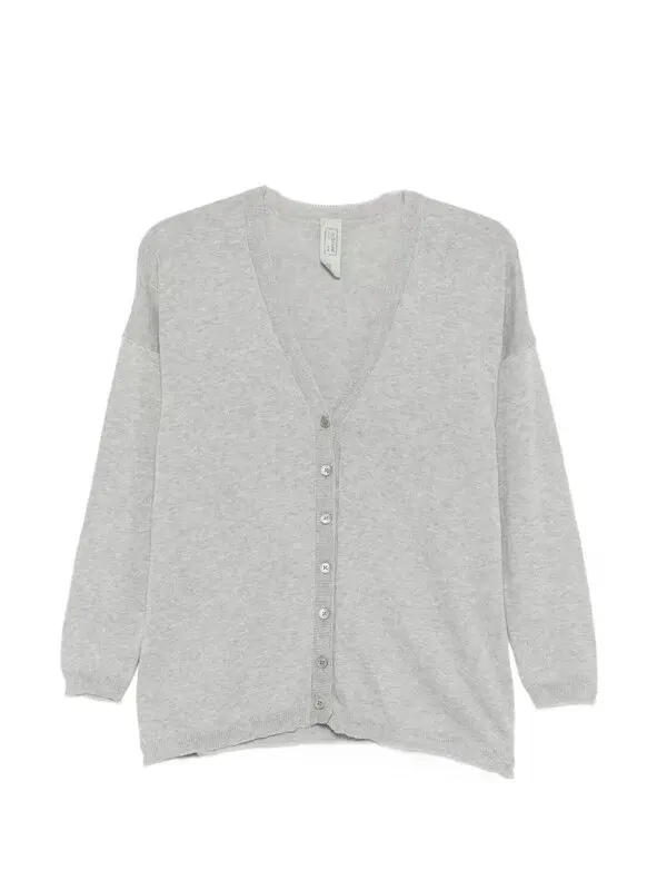 PRIVATE 0204 V-neck Button Cardigan - Grey
