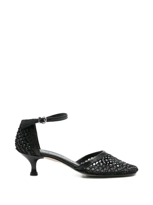 PEDRO MIRALLES Crystal-embellished Mesh Pumps - Black