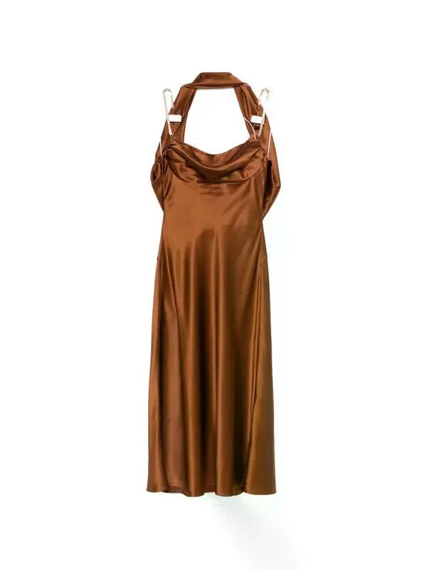 Rebecca Vallance Phoenix Crystal-embellished Halter-neck Midi Dress - Brown