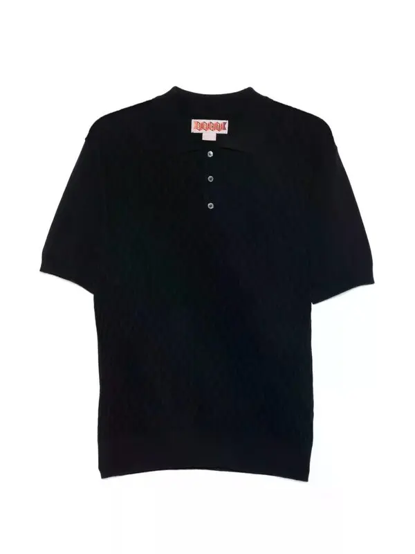 BARACUTA Patterned Polo Shirt - Black