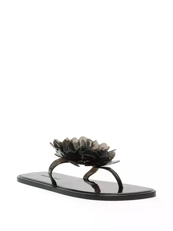 Farm Rio Flower Flat Sandals - Black