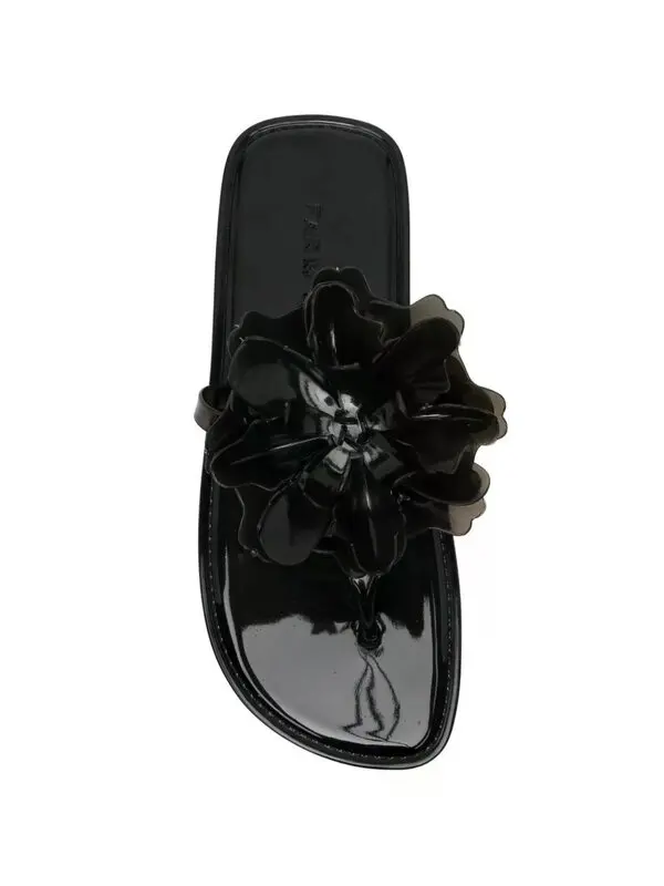 Farm Rio Flower Flat Sandals - Black