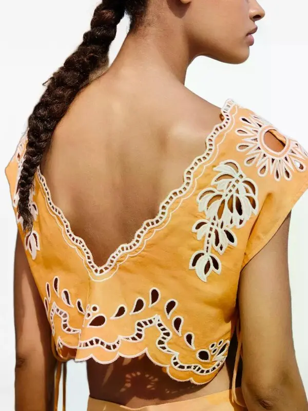 Farm Rio Openwork Top - Orange