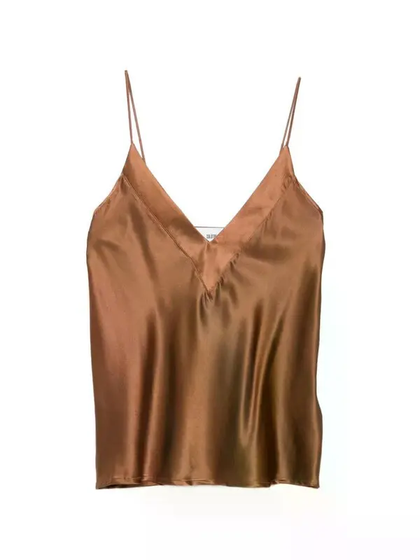 SOLOTRE V-neck Sleeveless Top - Brown