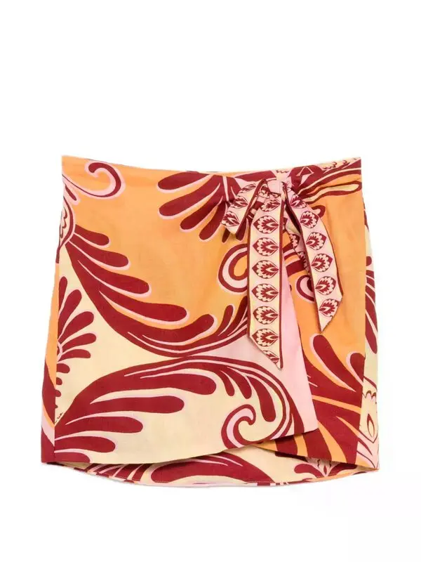 Farm Rio Arabesque Tie Skirt - Red